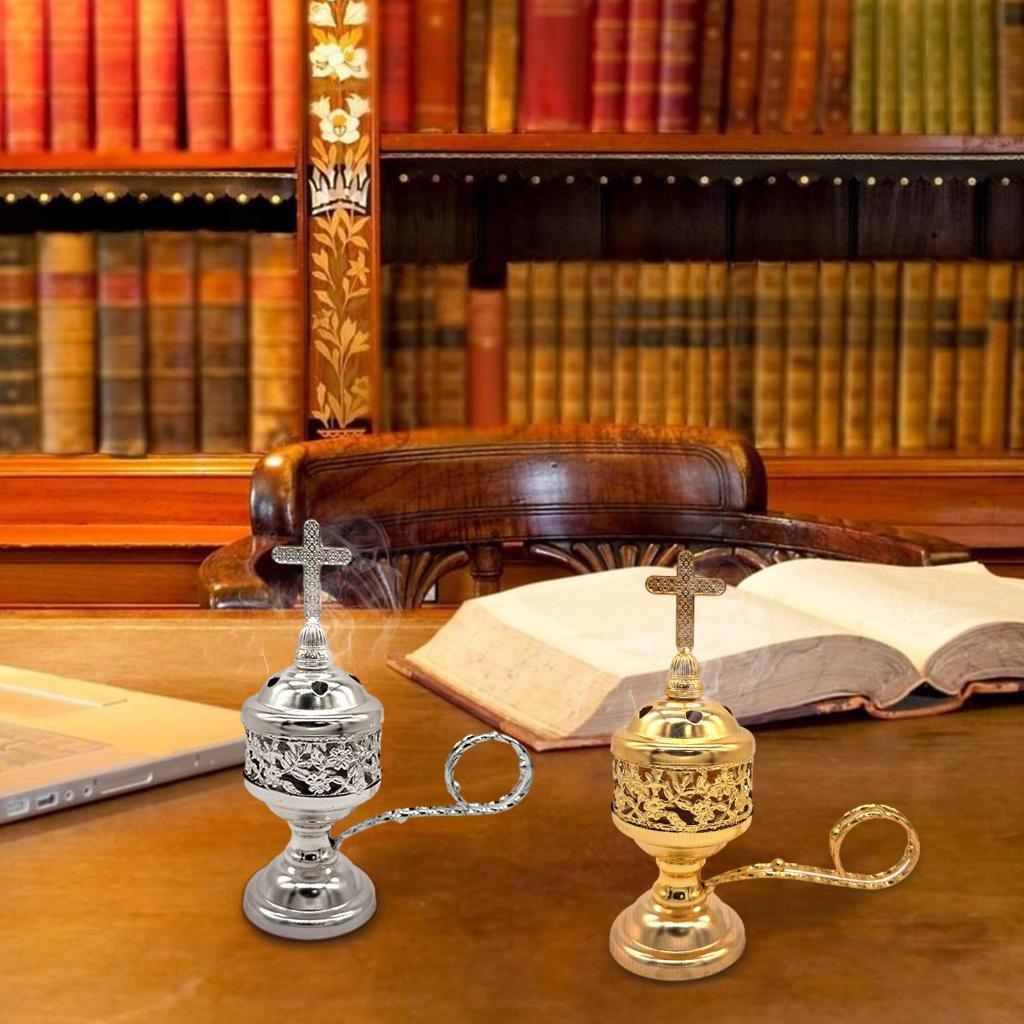 Incense Burner Bowl Incense Cone Holder With Cross Small Brass Plated ...