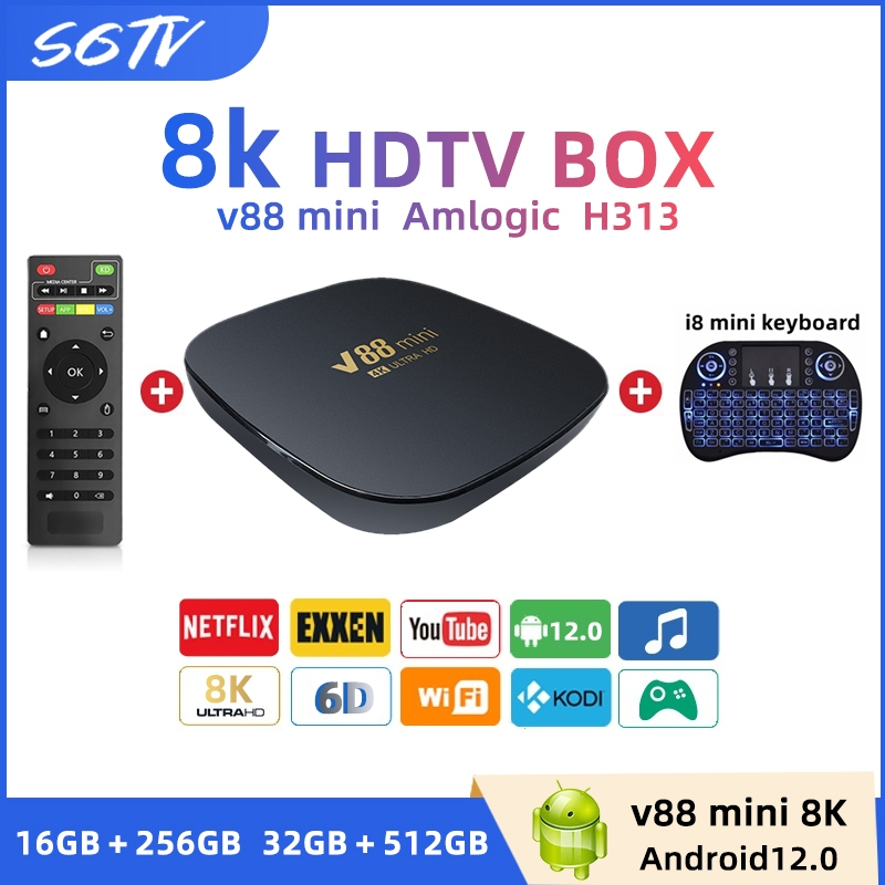 Top smart TV box V88 mini 8k HD Android 8gb+128gb H.265TV | Shopee ...