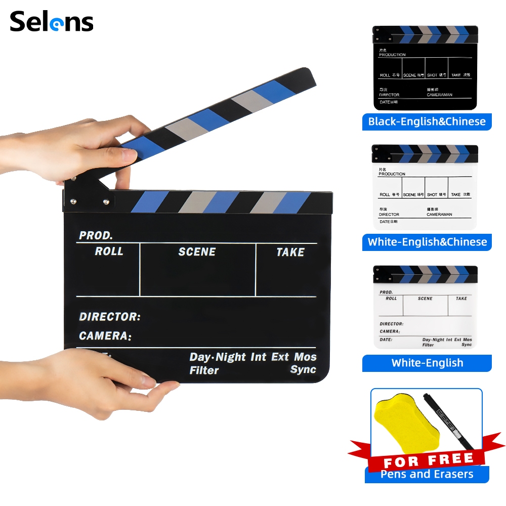 Selens Clapper Board Acrylic Movie Action Slate Director Film Clapboard ...