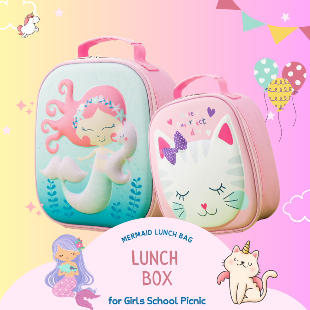 From PH Mermaid Lunch Bag 3D Insulated Lunch Box Kids Girls Insulated ...