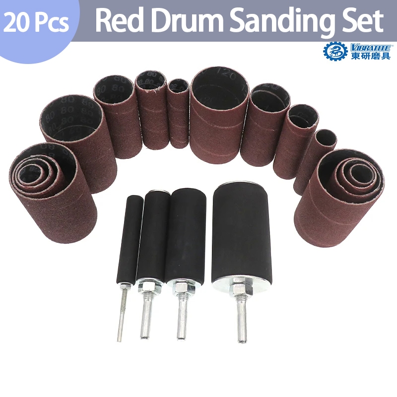 20 Pcs Drum Sanding Kit Rubber Spindle Sanding Drum Tool Kit for Drill ...