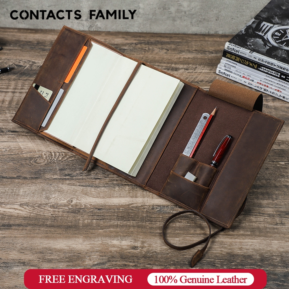 CONTACTS FAMILY Genuine Leather Travelers Vintage Notebook Cover Sleeve ...