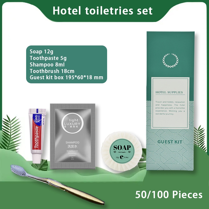 100 Sets Hotel Supplies Travel Kit Set Toiletries 5 in 1 with ...