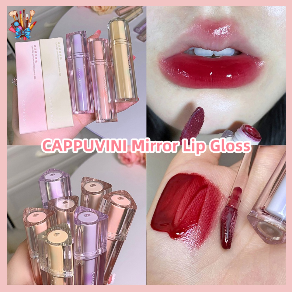 CAPPUVINI Crystal Iced Tea Mirror Lip Gloss Long Lasting Waterproof Lipstick Non-stick Cup Jelly ...