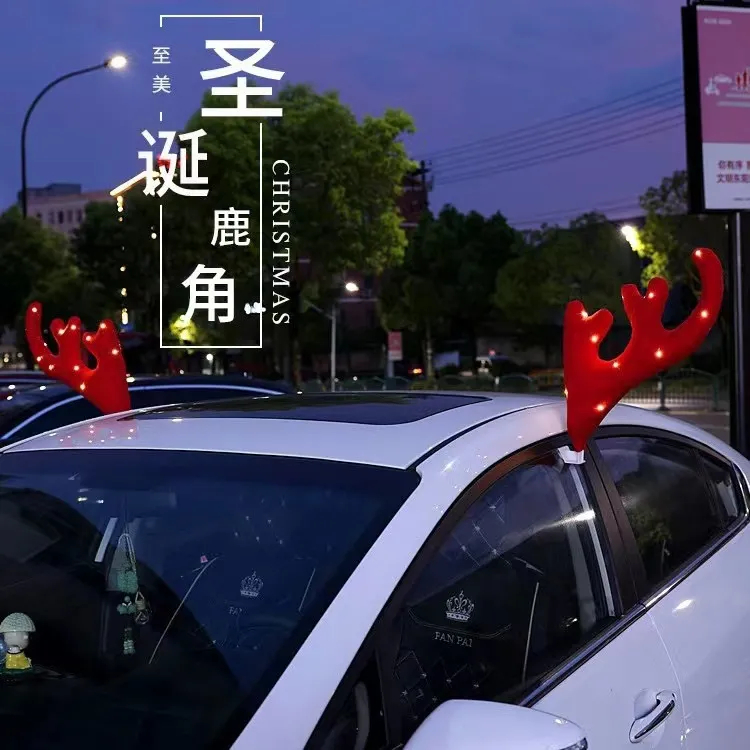 Car Christmas Reindeer Antler Decorations Reindeer Antlers Christmas ...