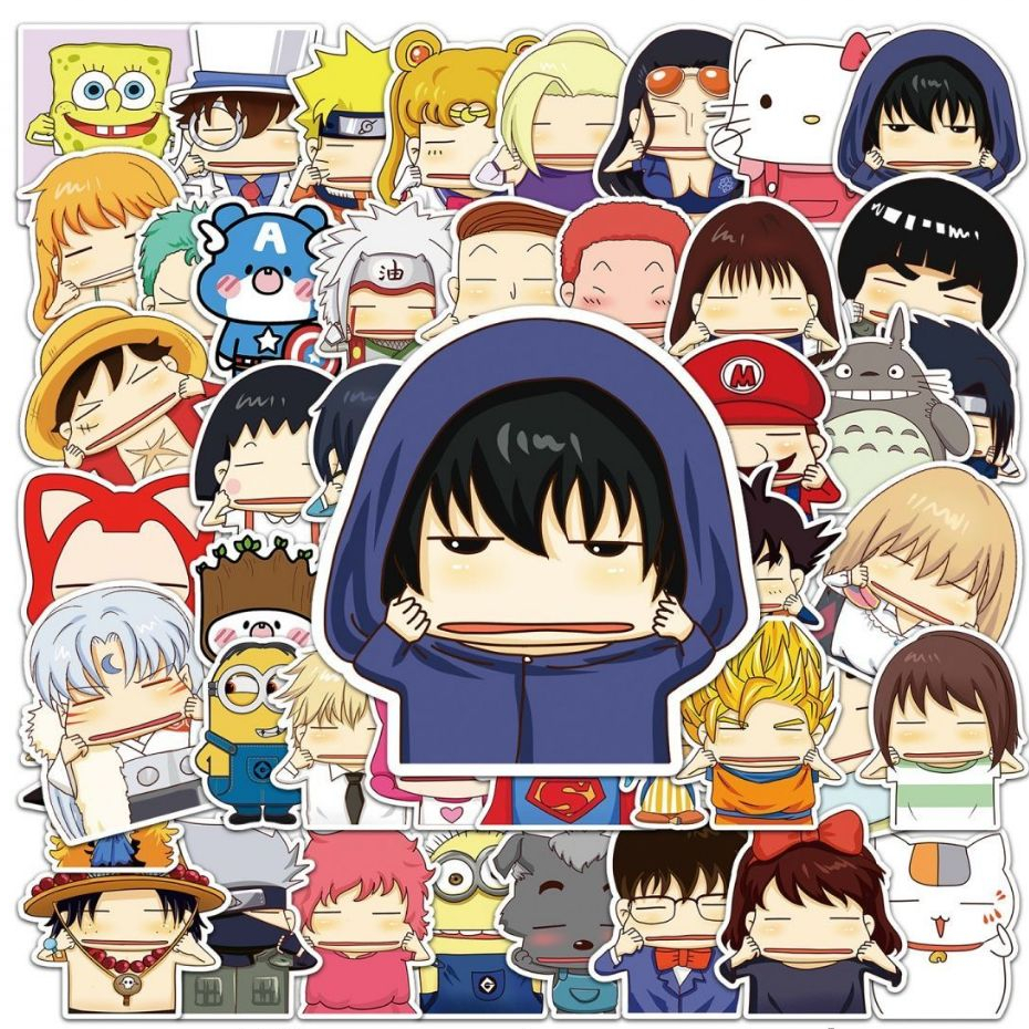 50Piece Funny Cartoon Characters Pulling Cheeks Cartoon Fashion ...