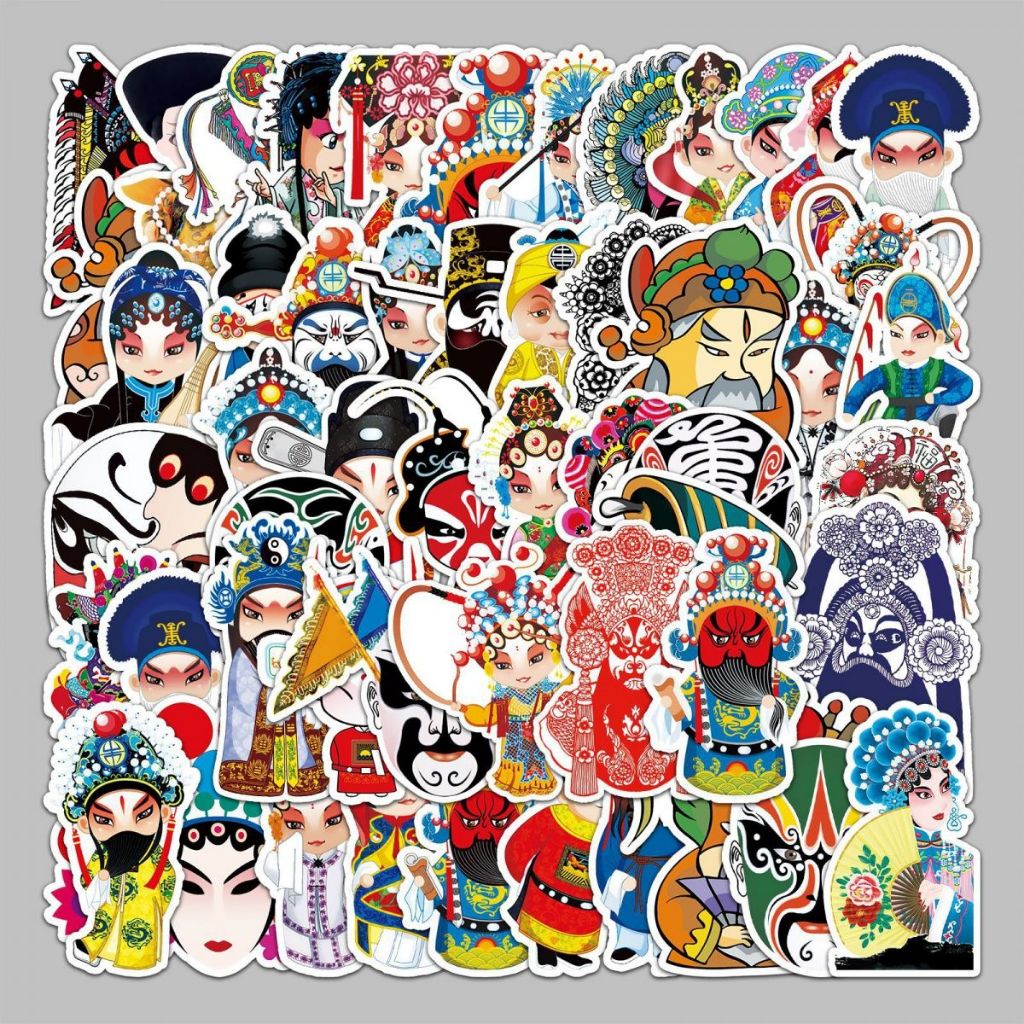 50Piece Funny Cartoon Chinese style Peking Opera Cartoon Fashion ...
