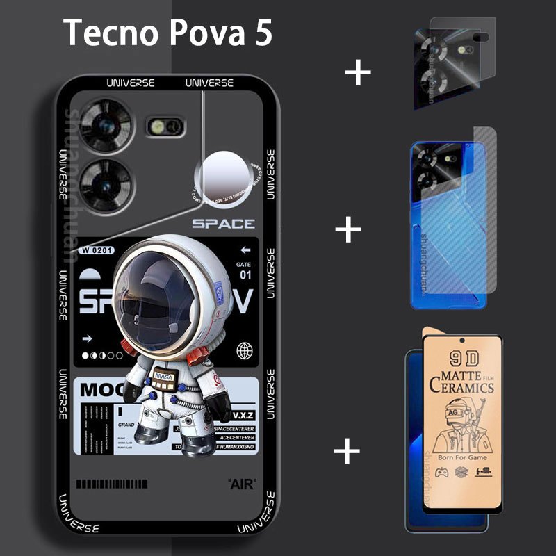 4in1 Tecno Pova 5 Phone Case Pova 5 pro Ceramic protective film+lens ...