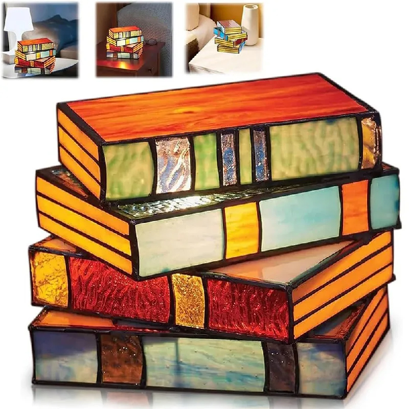 Stacked Books Lamp Resin Handicraft Decor Vintage Reading Book Table ...
