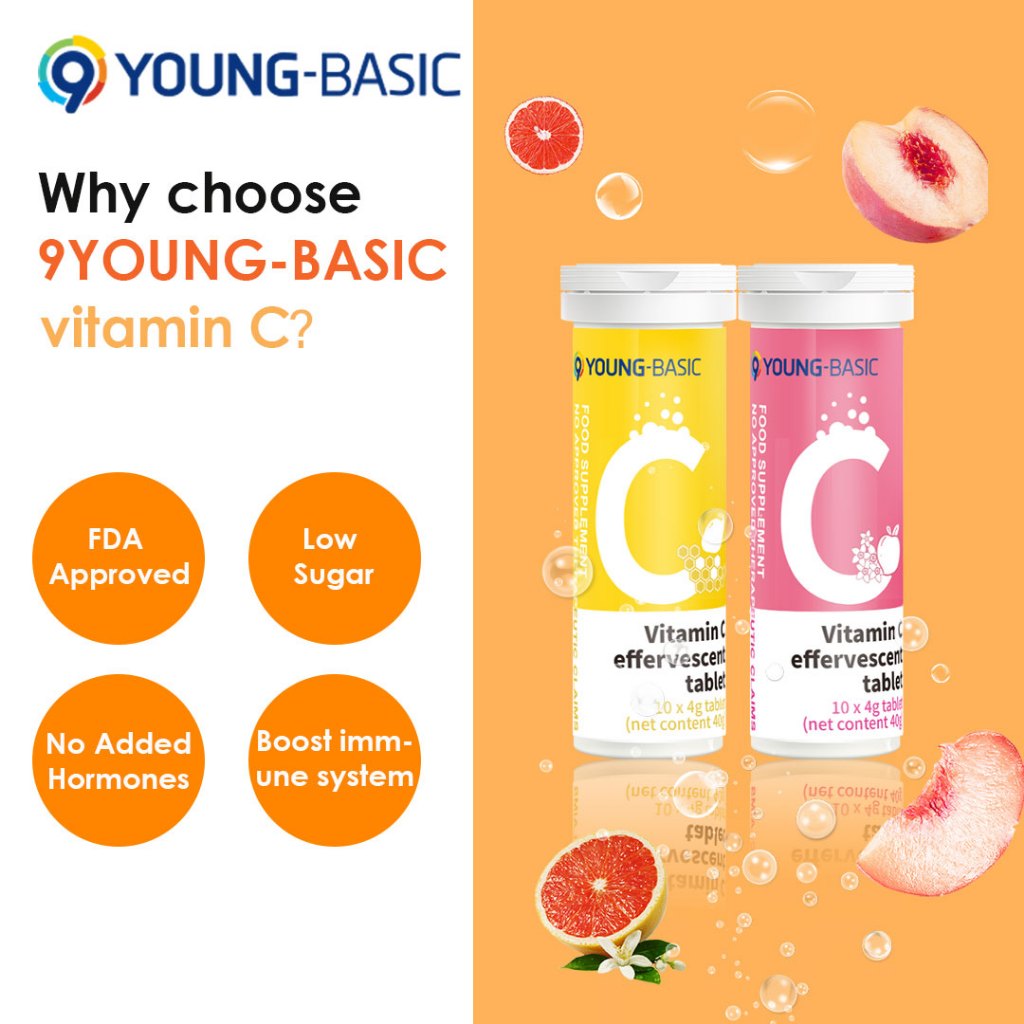 【100% legit】9YOUNG-BASIC Effervescent Tablet Vitamin C(10 Tablets ...