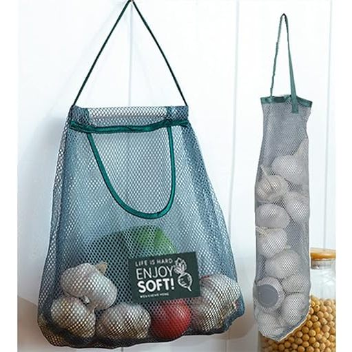 Large Vegetable Mesh Bag Washable Reusable Wall Hanging Fruit Basket ...