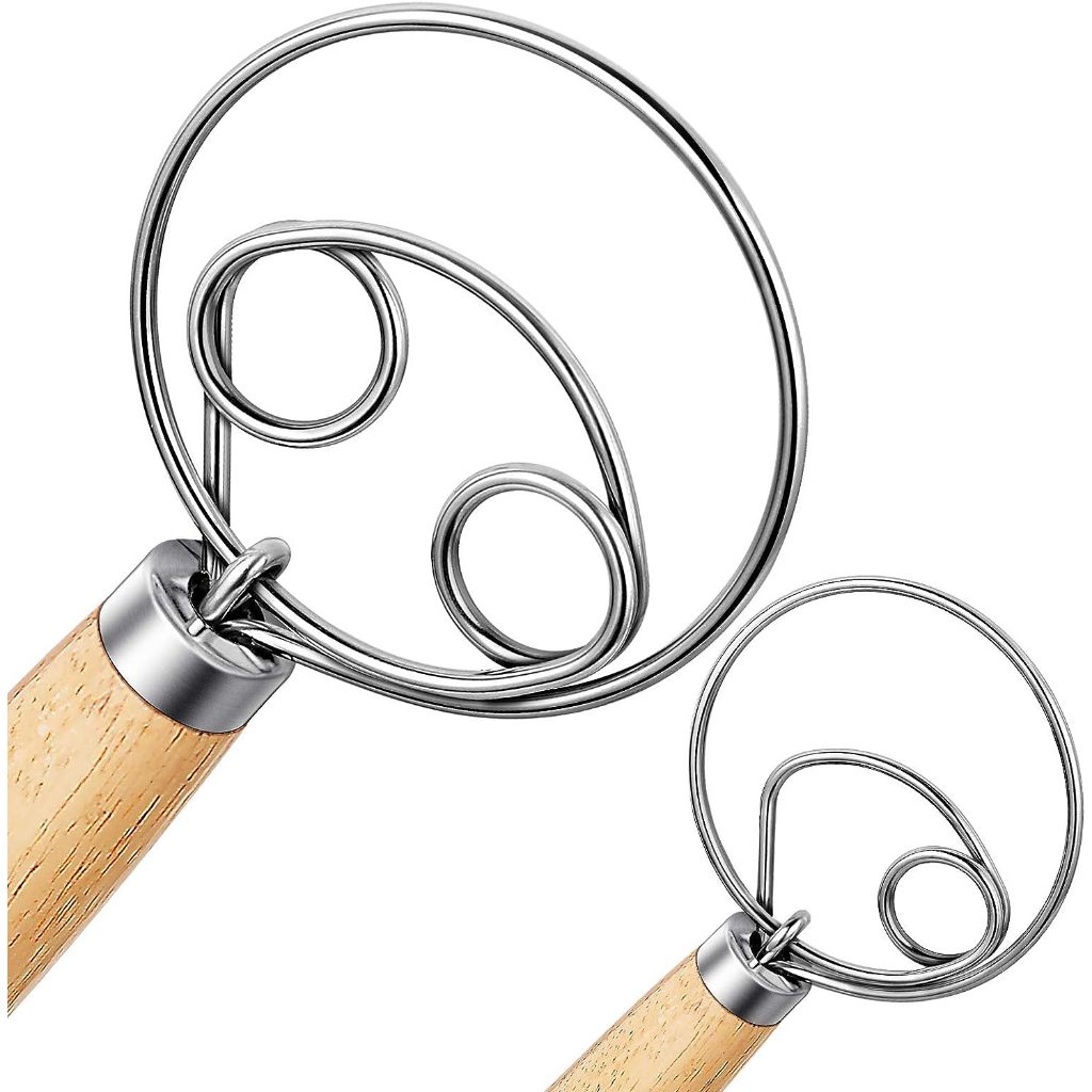 Danish Dough Whisk Blender Dutch Bread Whisk Hook Wooden Hand Mixer ...