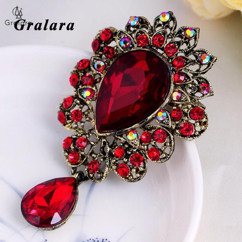 [Gralara] Wedding Bridal Crystal Rhinestone Teardrop Brooch Pin Broach ...
