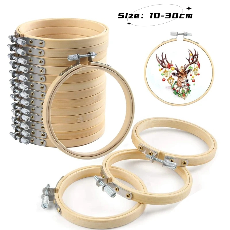 10-30cm Wooden Embroidery Hoops Frame Set Bamboo Embroidery Hoop Rings ...