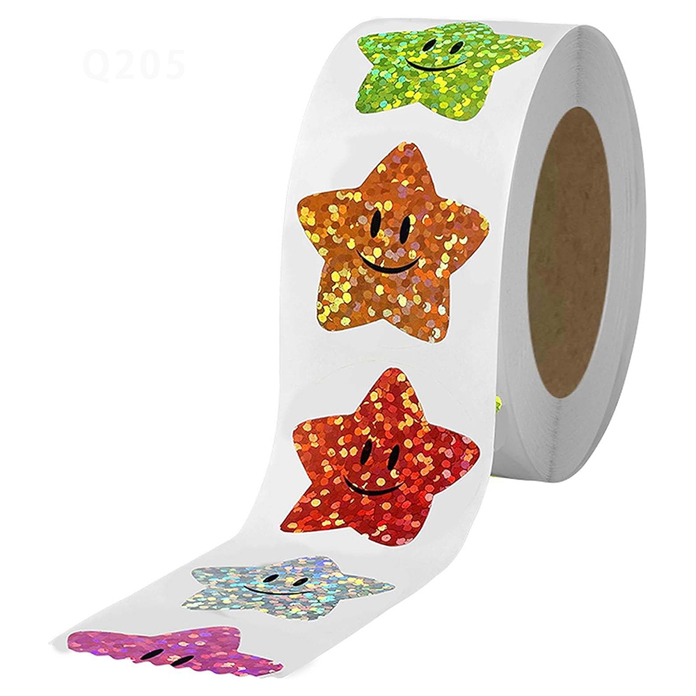500pcs/roll Holographic Star Reward Stickers Corlorful Adhesive Star ...