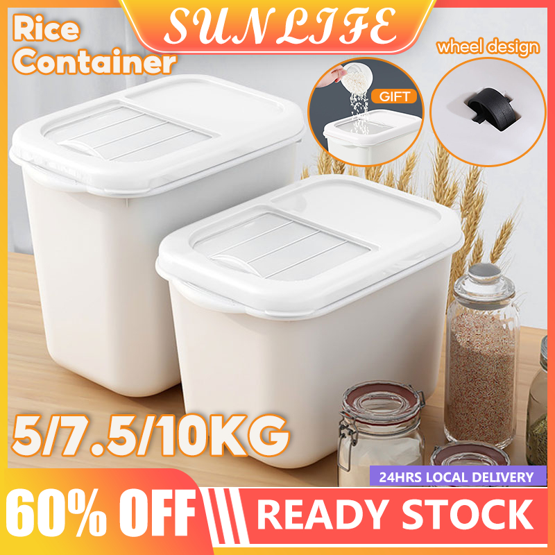Sunlife Rice Dispenser Storage Container Insect-proof Rice Bucket Food ...