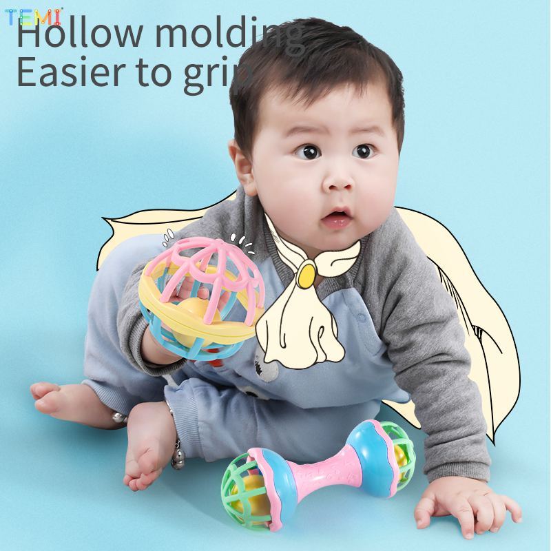 TEMI Double Headed Hand Rattle Baby Toy Shake Baby Drum Bell Toy ...