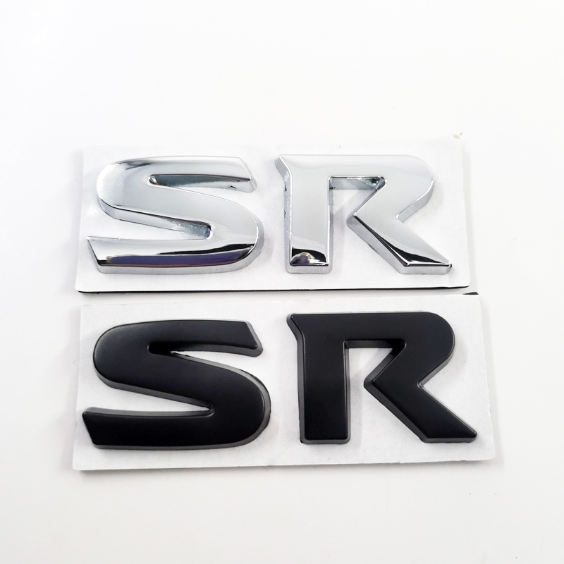 1 x Metal Chrome Black SR Letter Car Auto Rear Trunk Emblem Sticker ...