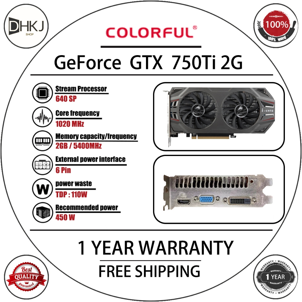 Colorful GeForce GTX 750ti 2G GDDR5 OC V2 desktop computer independent ...