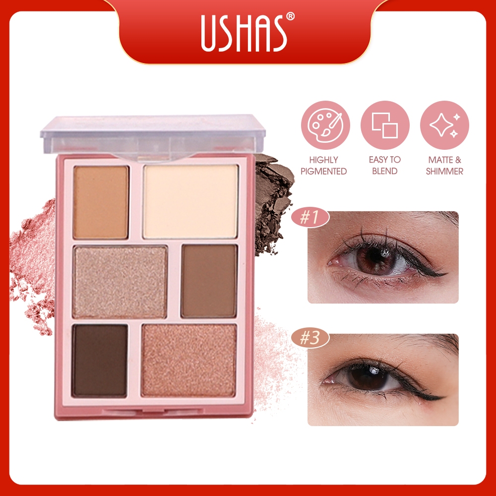 USHAS Shape 6 Color Matte Shimmer Eyeshadow Palette 9g | Shopee Philippines