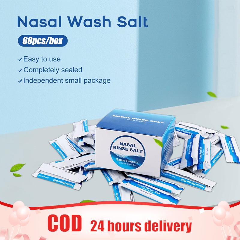 60 30 Packets Nasal Wash Salt Pre-Mixed Saline Packets Adult & Children ...