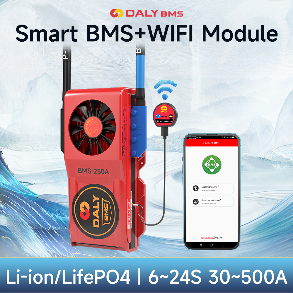 Daly WIFI Smart BMS 4S Lifepo4 8S 16S 30A 40A 100A 200A 300A Bluetooth ...
