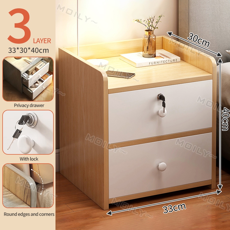 【With Drawer】Bedside Table Modern Bedroom Wall Side Mini Simple Small ...