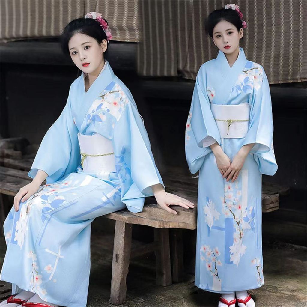 Women Traditional Yukata Evening Dress Vintage Floral Kimono Gown Noble ...