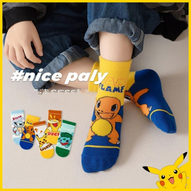Pokemon socks for kids boy socks Pure cotton mid tube spring and autumn ...