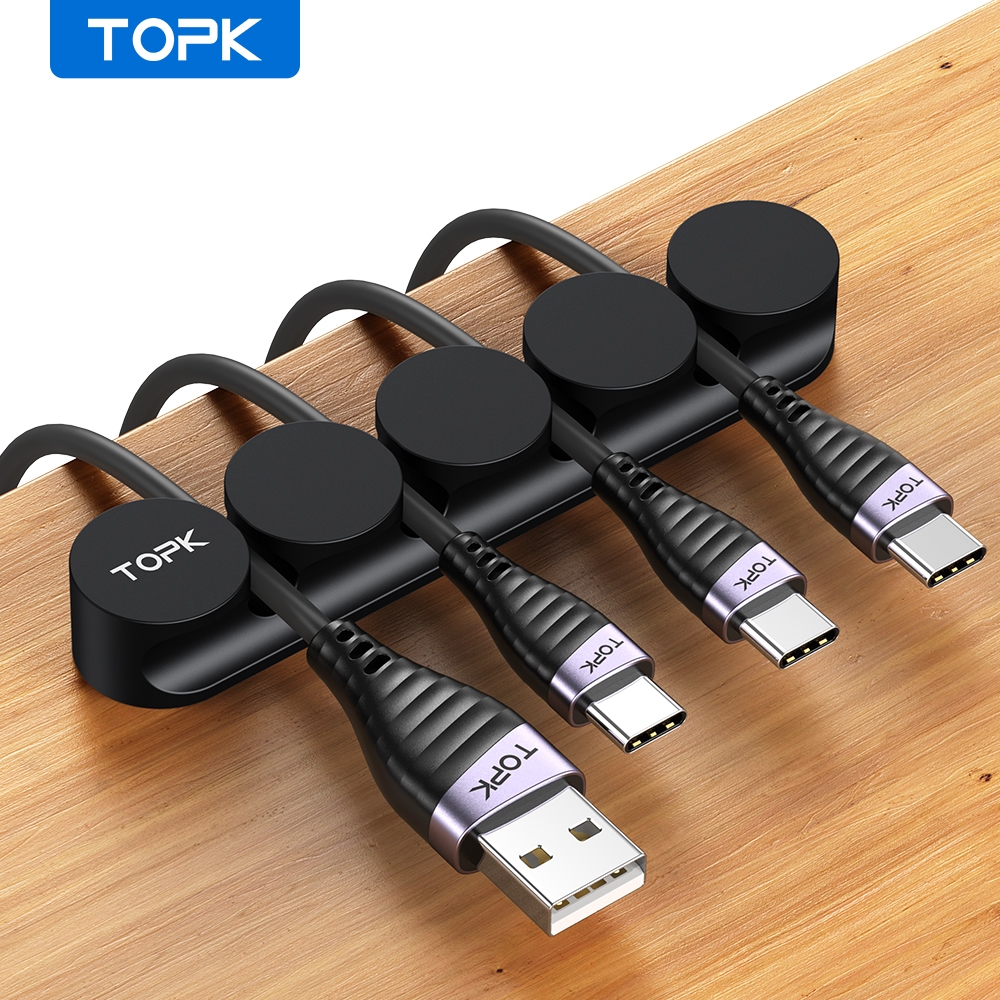 TOPK Cable Organizer Silicone USB Cable Winder Desktop Tidy Management ...