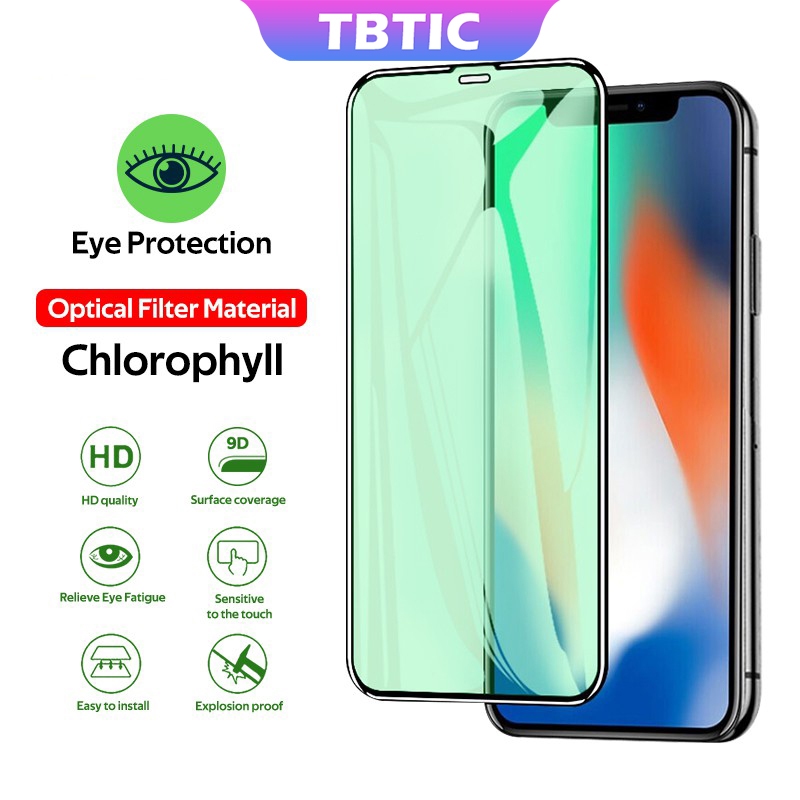 TBTIC Full Coverage Green Light Eye protection Tempered Glass Screen ...