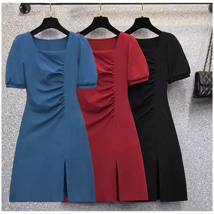 red dress korean skirt plus size woman dress for Women New Summer ...