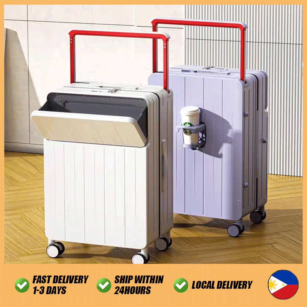 [USB Charging] Luggage 20/24 Inch Suitcase Front Opening High Capacity ...