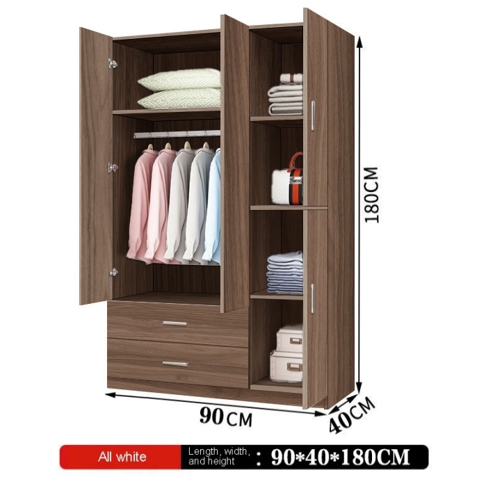 EXINHOME Wooden 3 Doors White Multi-Functional Wardrobe Clothes Storage ...