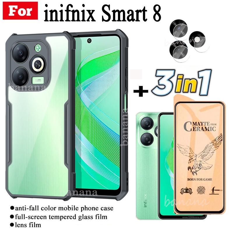 3 in 1 infinix Smart 8 Shockproof Phone Case for Smart8 Ceramic frosted ...