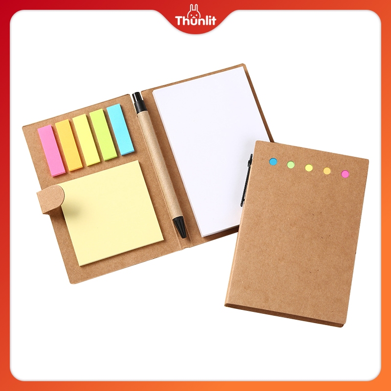Thunlit Kraft Notebook with Sticky Notes & Pen (Hard-cover) Corporate ...