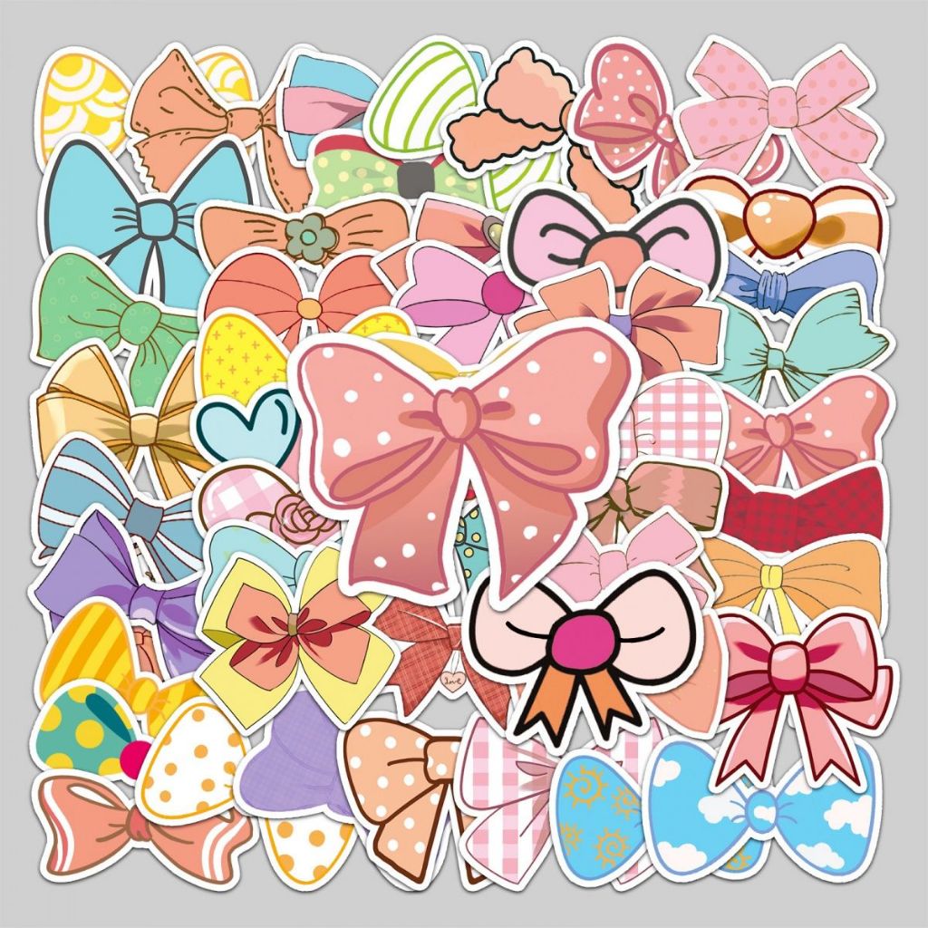 50Piece Funny Pink Bow Cartoon Fashion Waterproof Sticker Phones Laptop ...