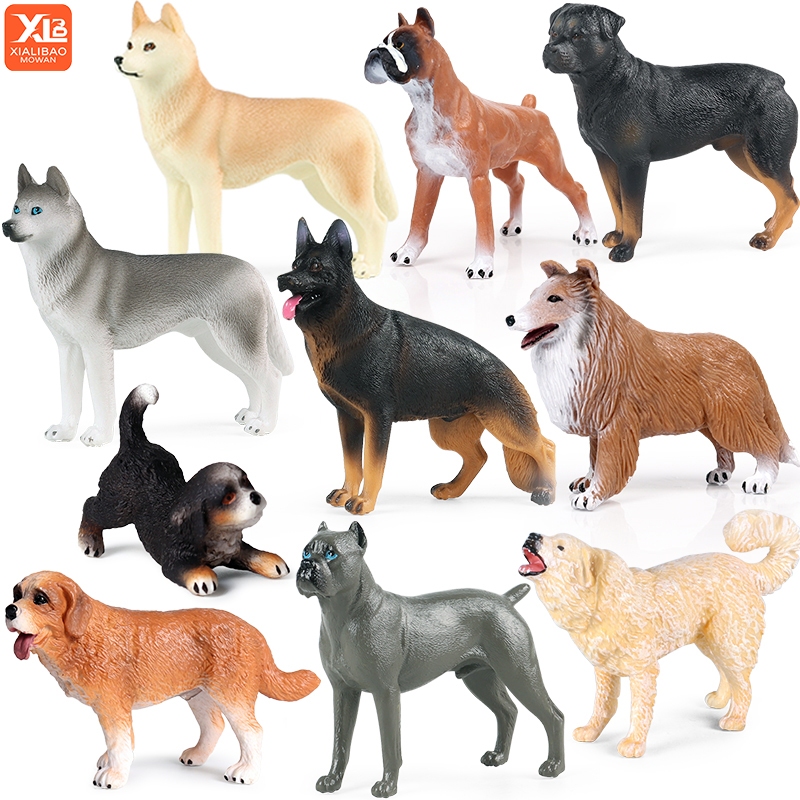 New Simulation Farm Dogs Pet Figurines Rottweiler Collie Huskie Bulldog ...