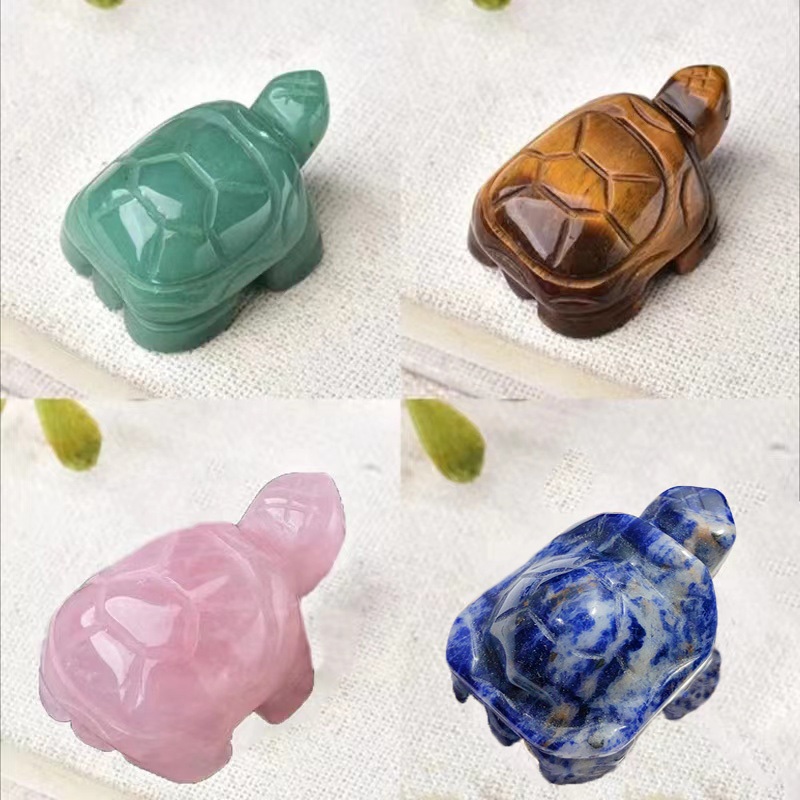 Turtle Carving Turtle shape Crystal Animal Ornament Rose Quartz Turtle ...