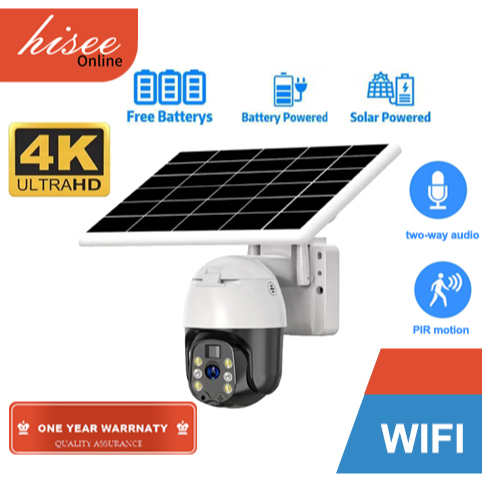 4K 8MP HD CCTV Wireless WIFI Solar Outdoor 4G SIM Card 365 Days Ultra ...
