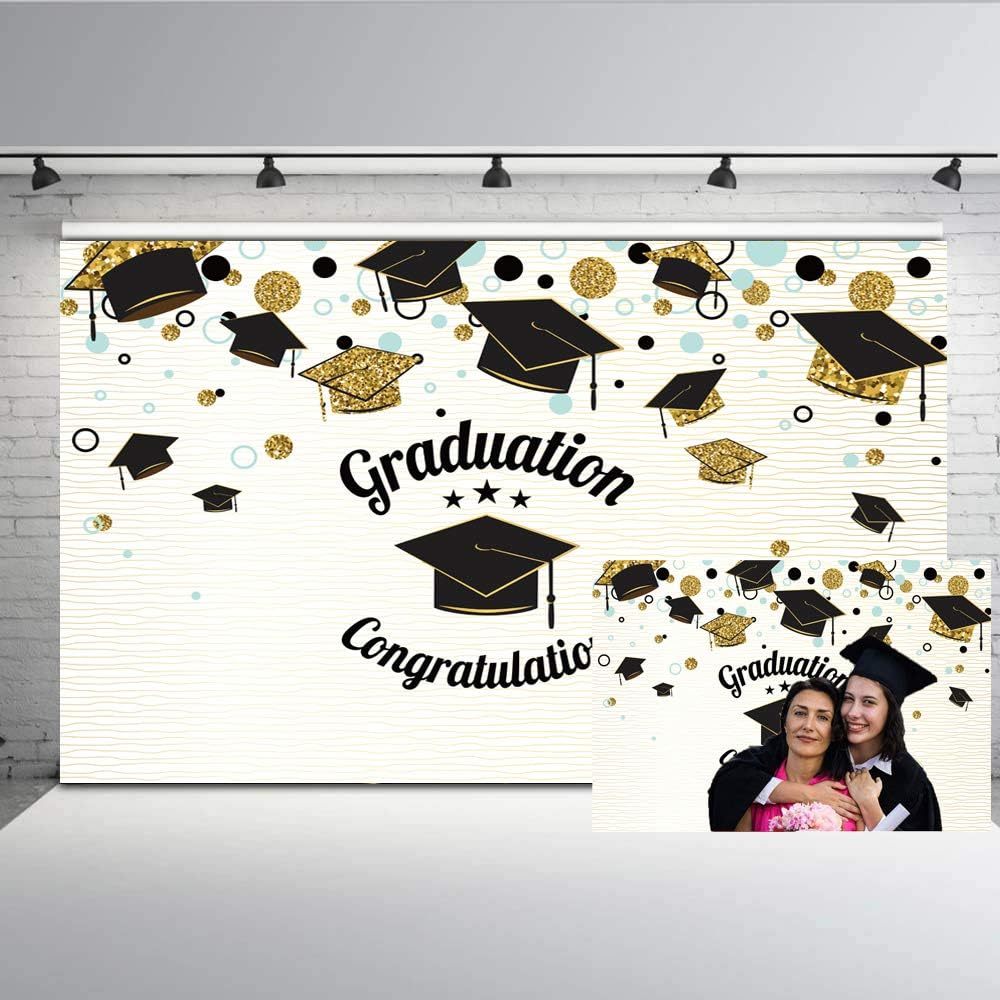 7x5ft Graduation Congratulations Photography Backdrop Golden Black ...