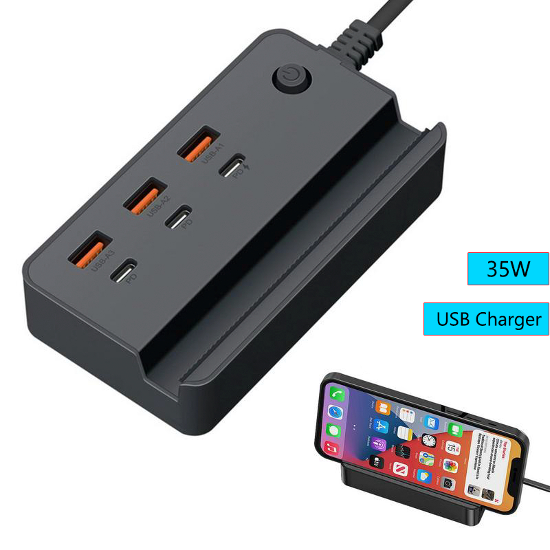 Multiple USB Charger Station With 3 USB 3 Type C 35w Fast Charging Port ...