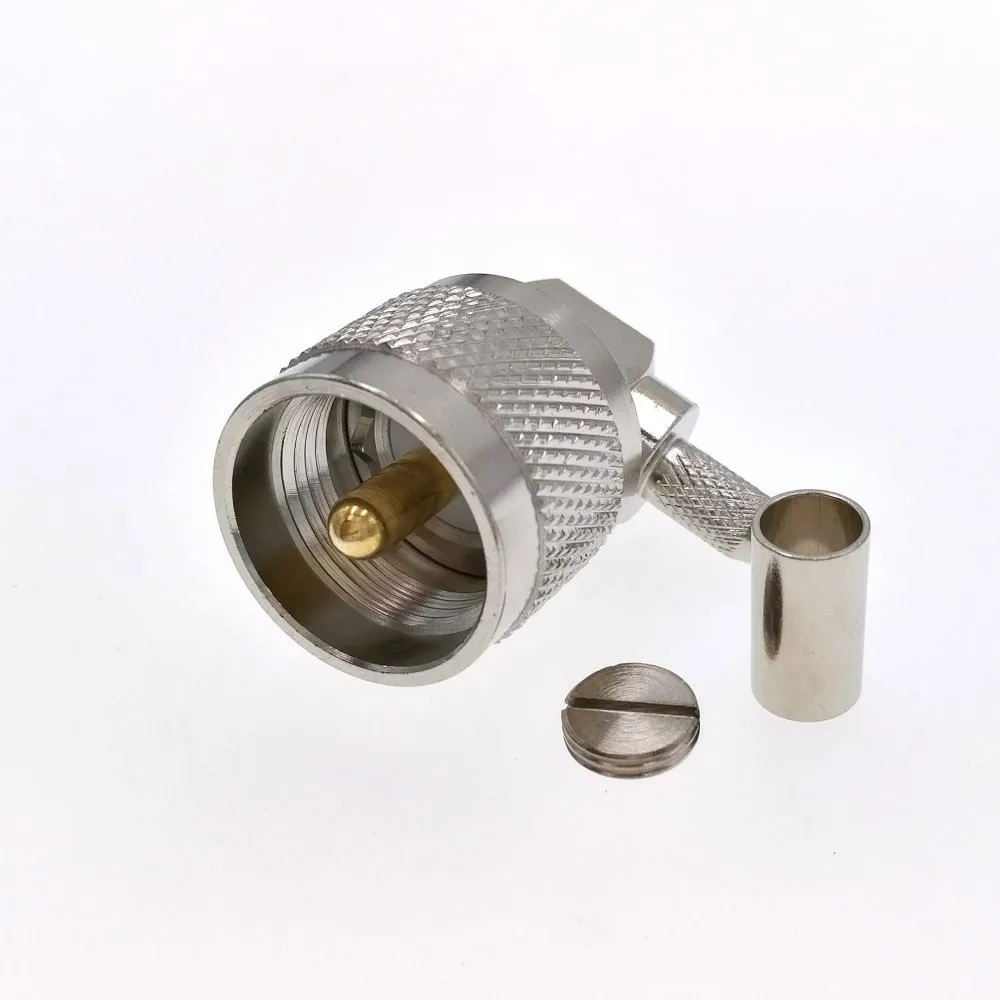 2pcs Right Angle UHF Male PL-259 Crimp Connector Adapter For LMR195 ...