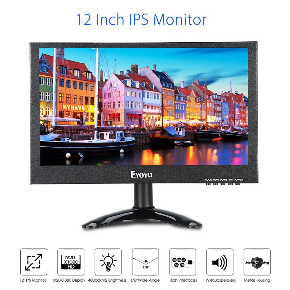 EYOYO 12 Inch 1920x1080 Display IPS HDMI Monitor 178° Wide Angle Dual ...