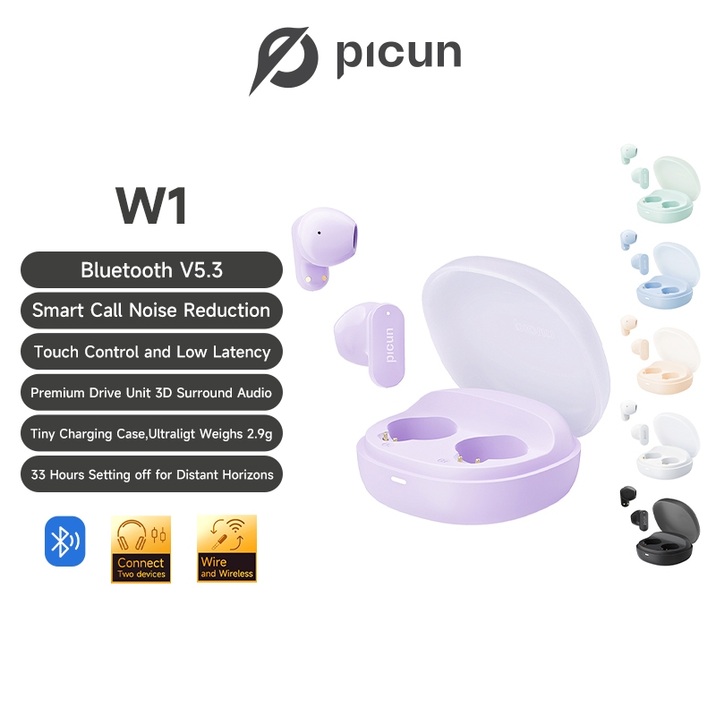 Picun W1 TWS Bluetooth Earphones Stereo Wireless 5.3 Bluetooth ...