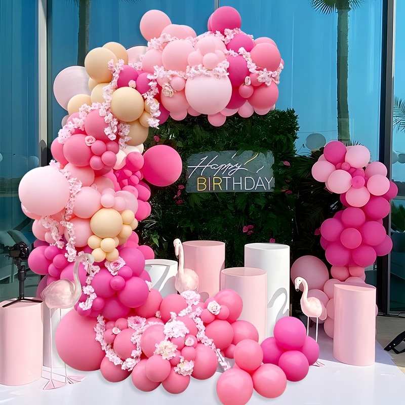 130pcs Magenta Pink Balloon Garland Arch Kit Light Pink Skin Color ...
