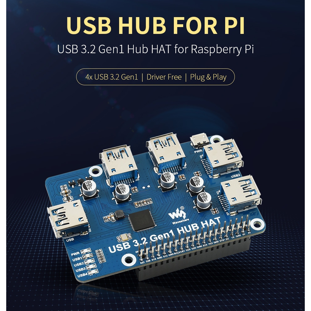 USB 3.0 Extension Board HUB HAT Breakout Module Shield Starter Kit for ...
