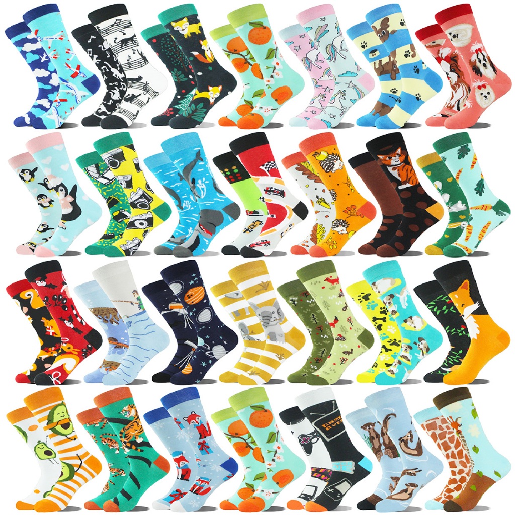 Combed Cotton Socks Food Animals In The Tube Funny Happy Men's Socks ...