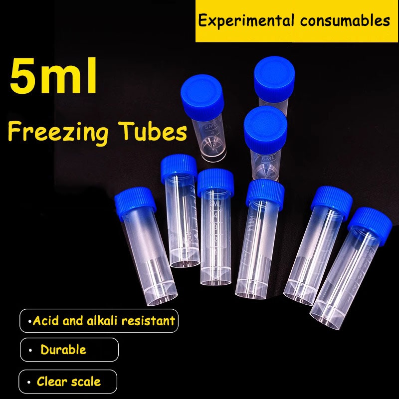 5ml Freezer Tube Multi Use Plastic Sample Cryopreservation Centrifuge Tubes for Scaled ...