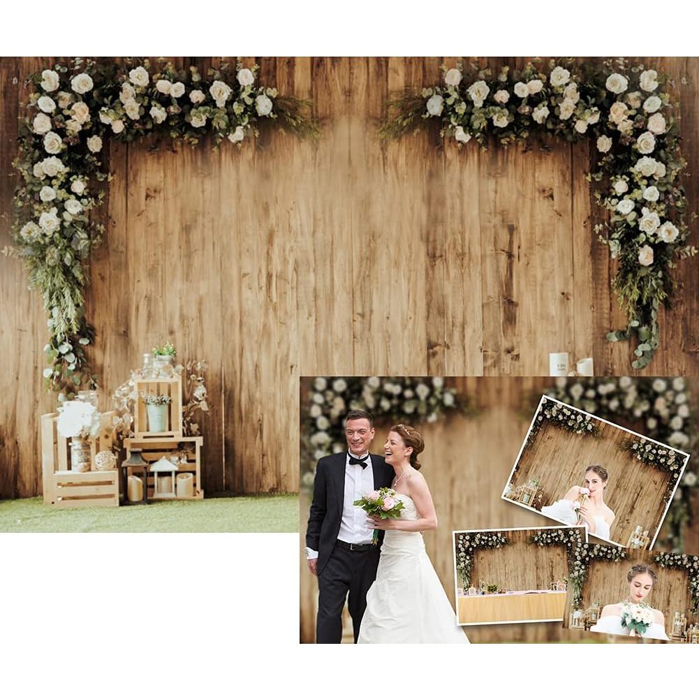 7x5ft Wedding Photography Backdrop Rustic Floral Flower Wood Wall ...